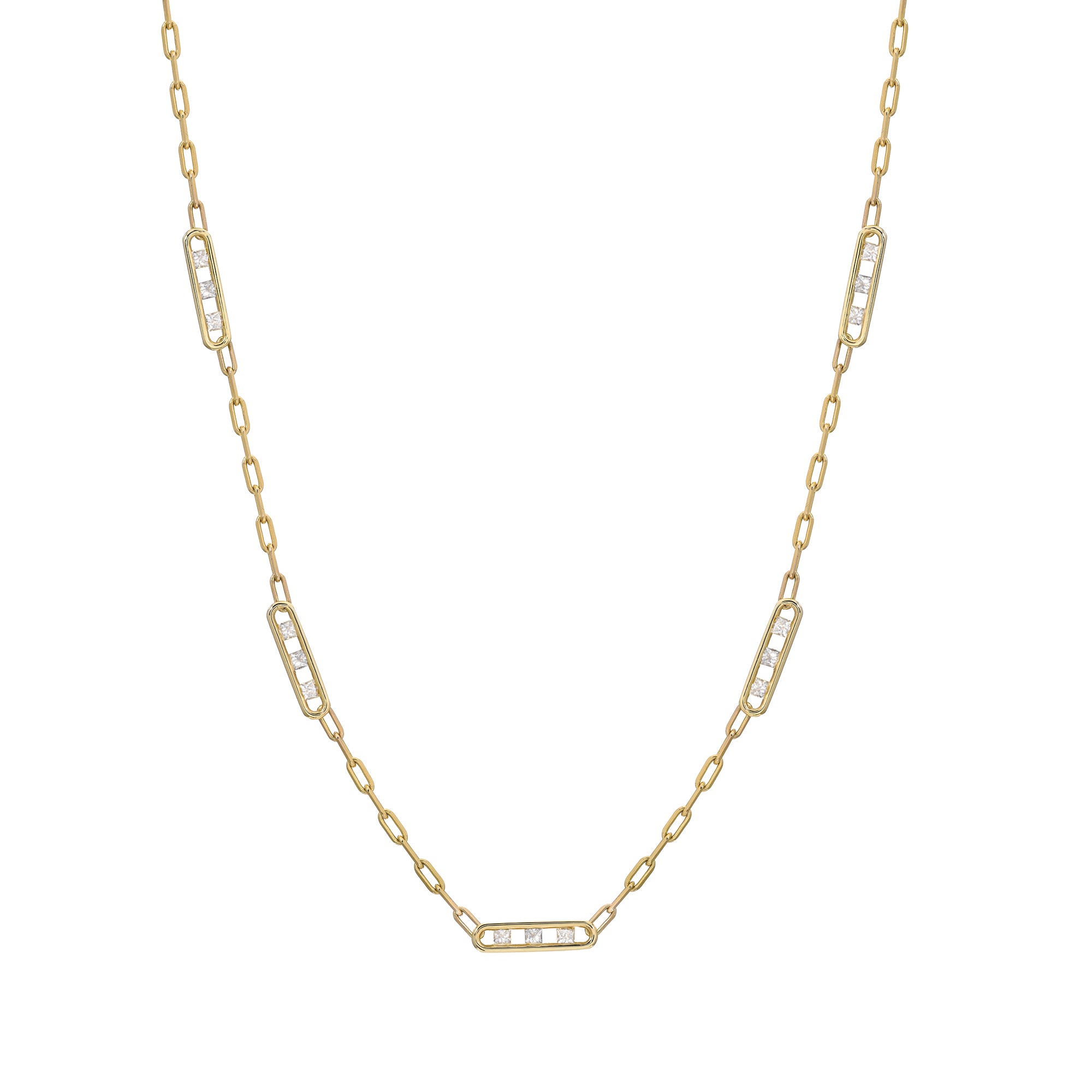 Tri Channel Link Necklace Princess Diamonds – ERA